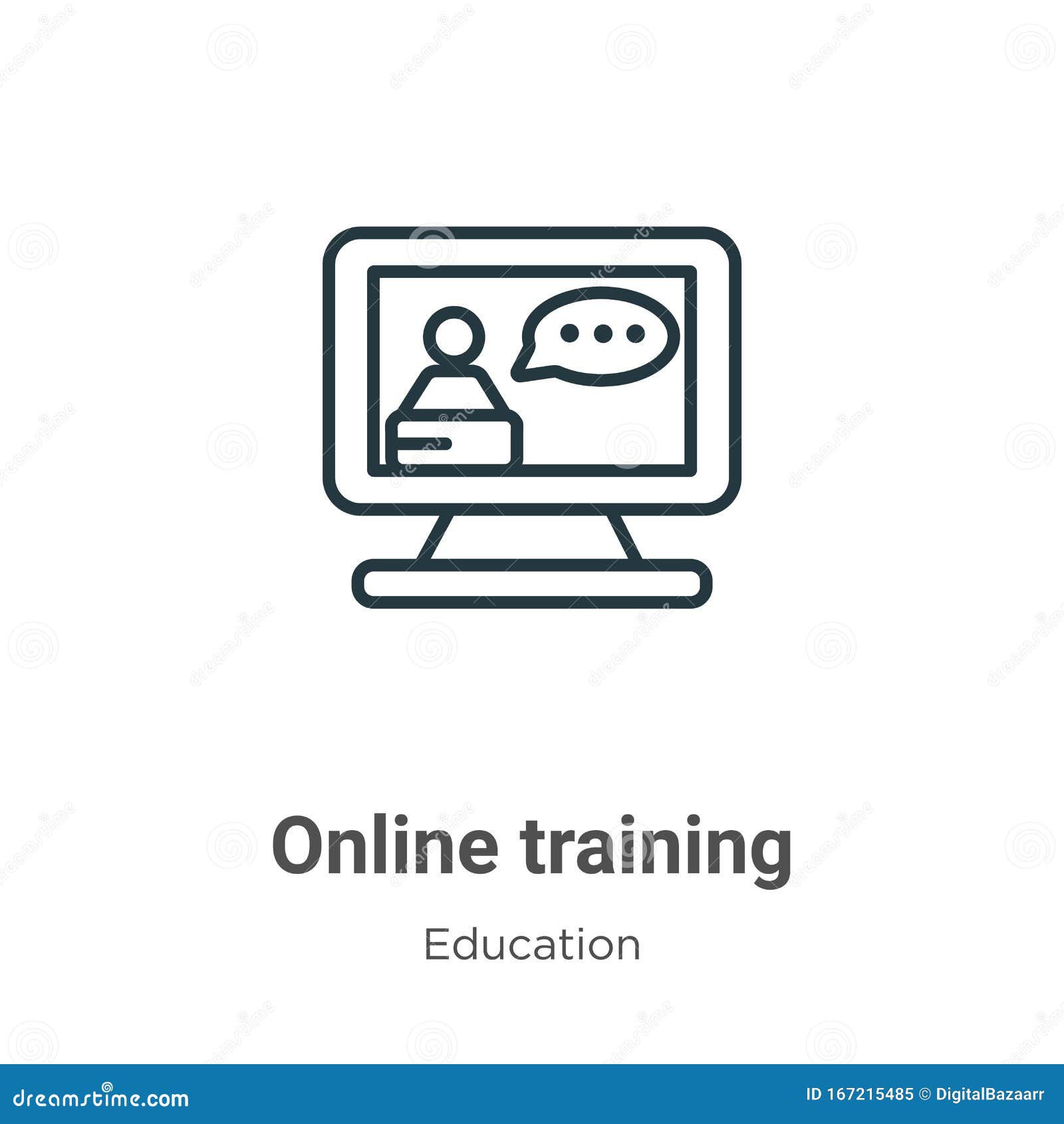 Online Training Outline Vector Icon. Thin Line Black Online Training ...