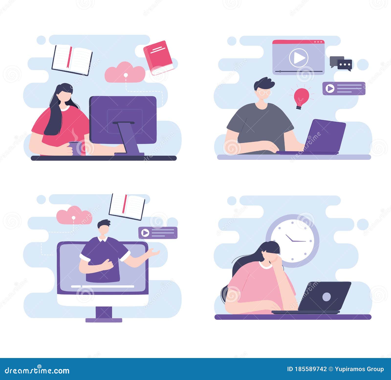 Online Training, People with Computer and Laptop, Courses Knowledge ...