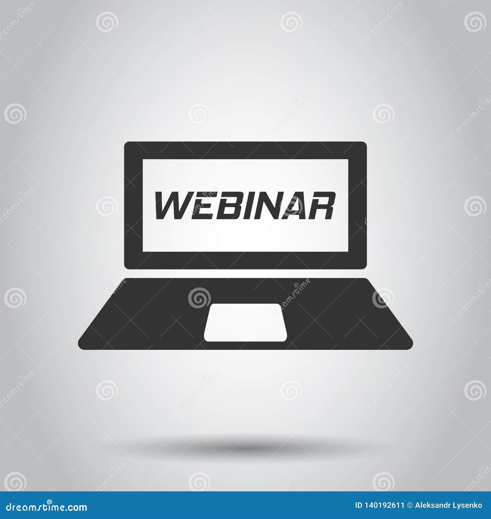Online Training Process Icon in Flat Style. Webinar Seminar Vector ...