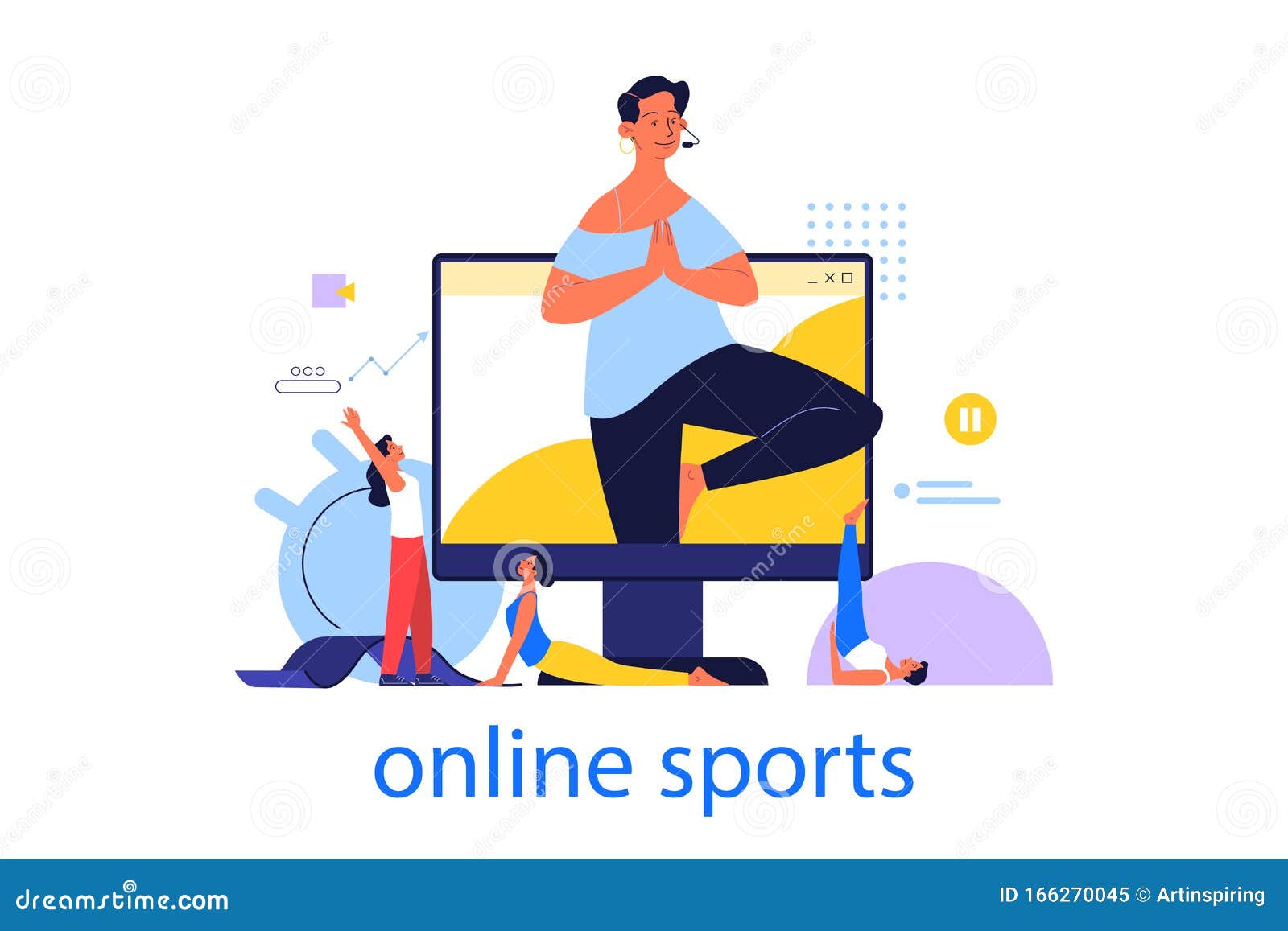 Online Training Programs Concept. Workout Video Courses, Stock Vector ...