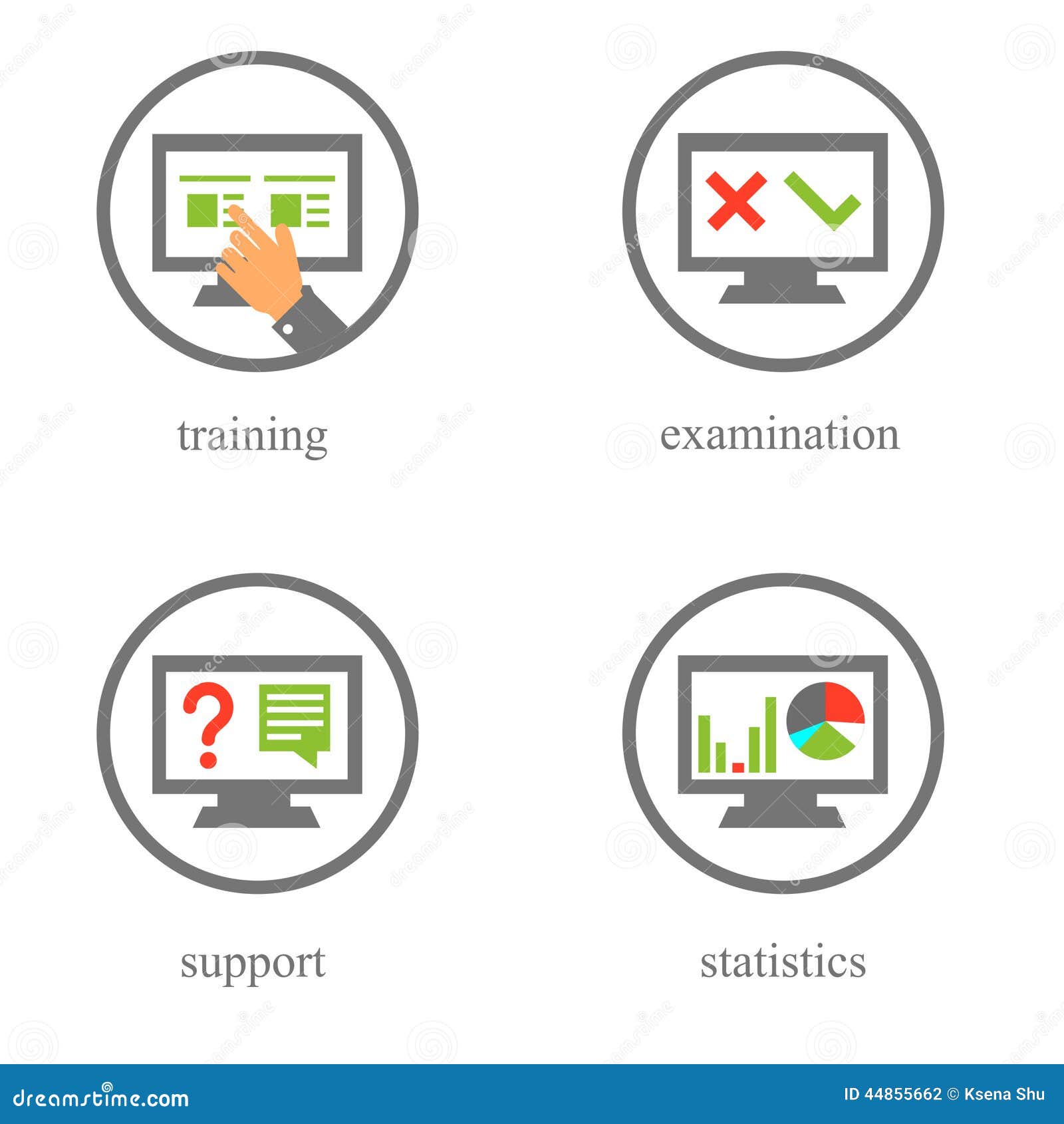 Online Training and Testing Icons Stock Vector - Illustration of solid ...