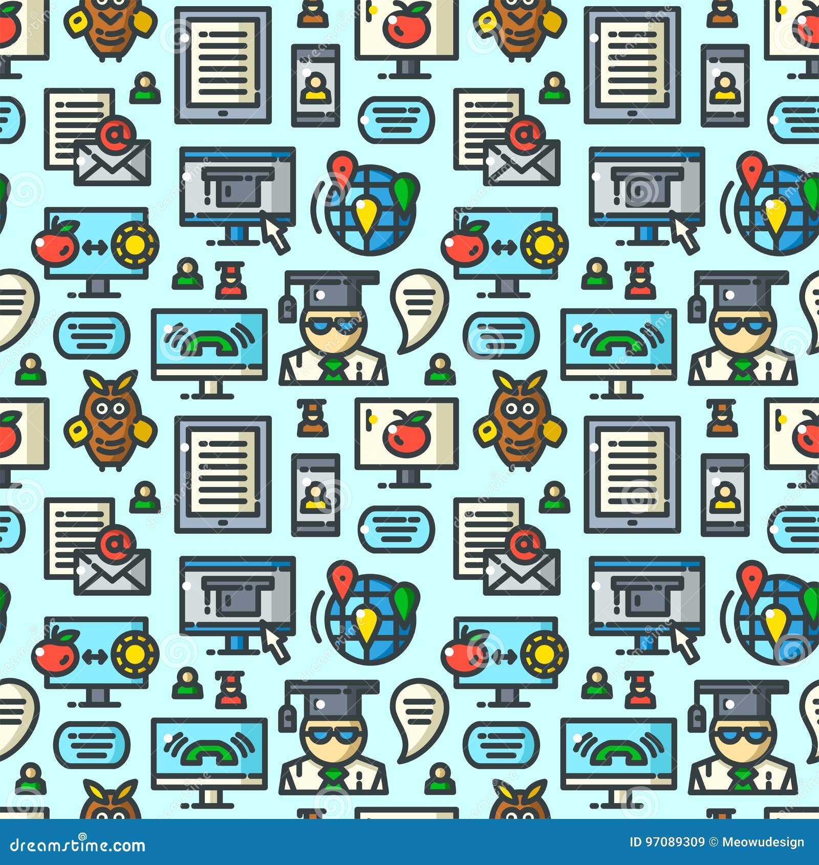 Online Training Vector Seamless Pattern Vector Stock Vector ... Online Training Vector Seamless Pattern Vector Stock Vector ...