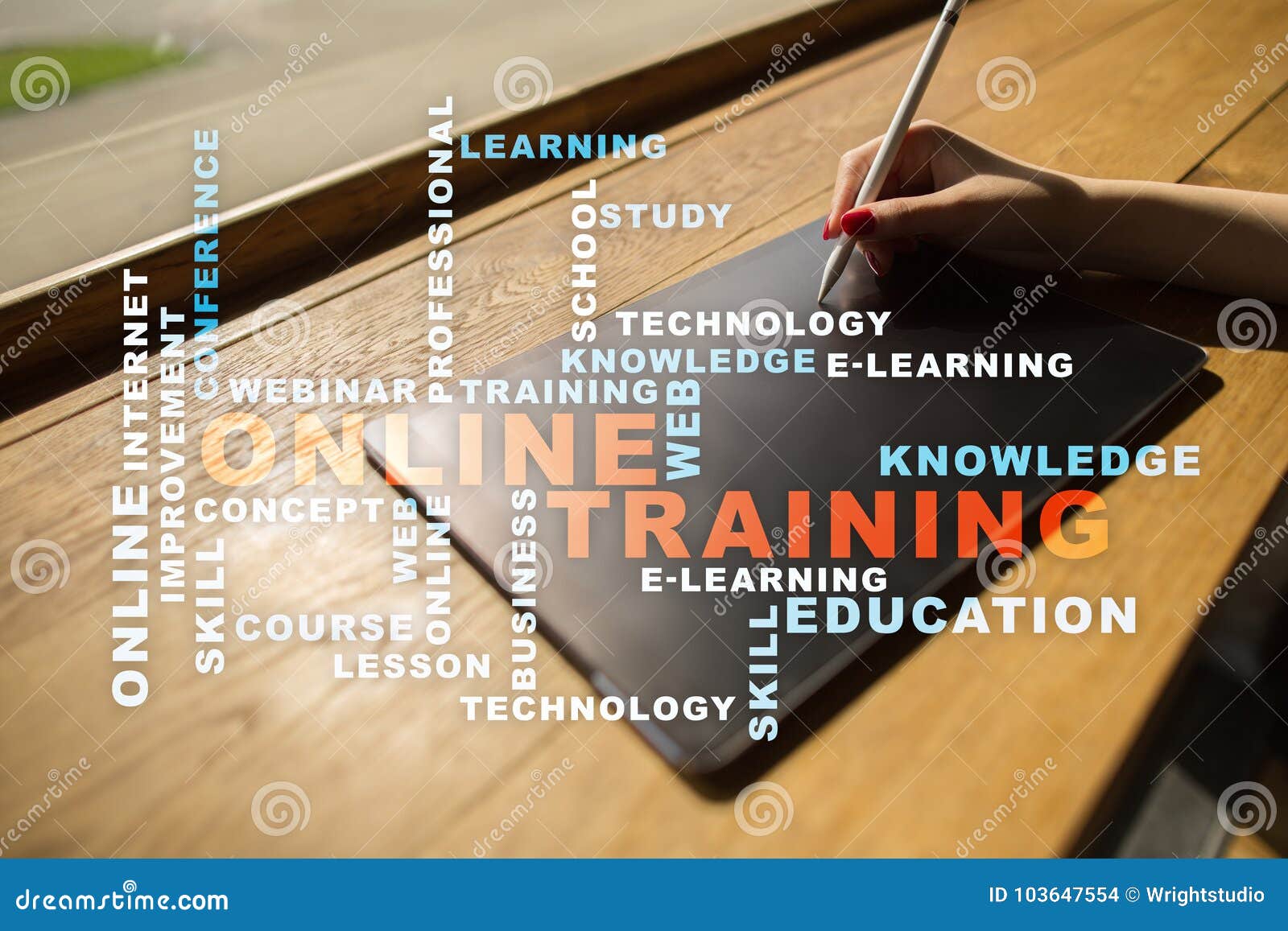Online Training on the Virtual Screen. Education Concept Stock Photo ...