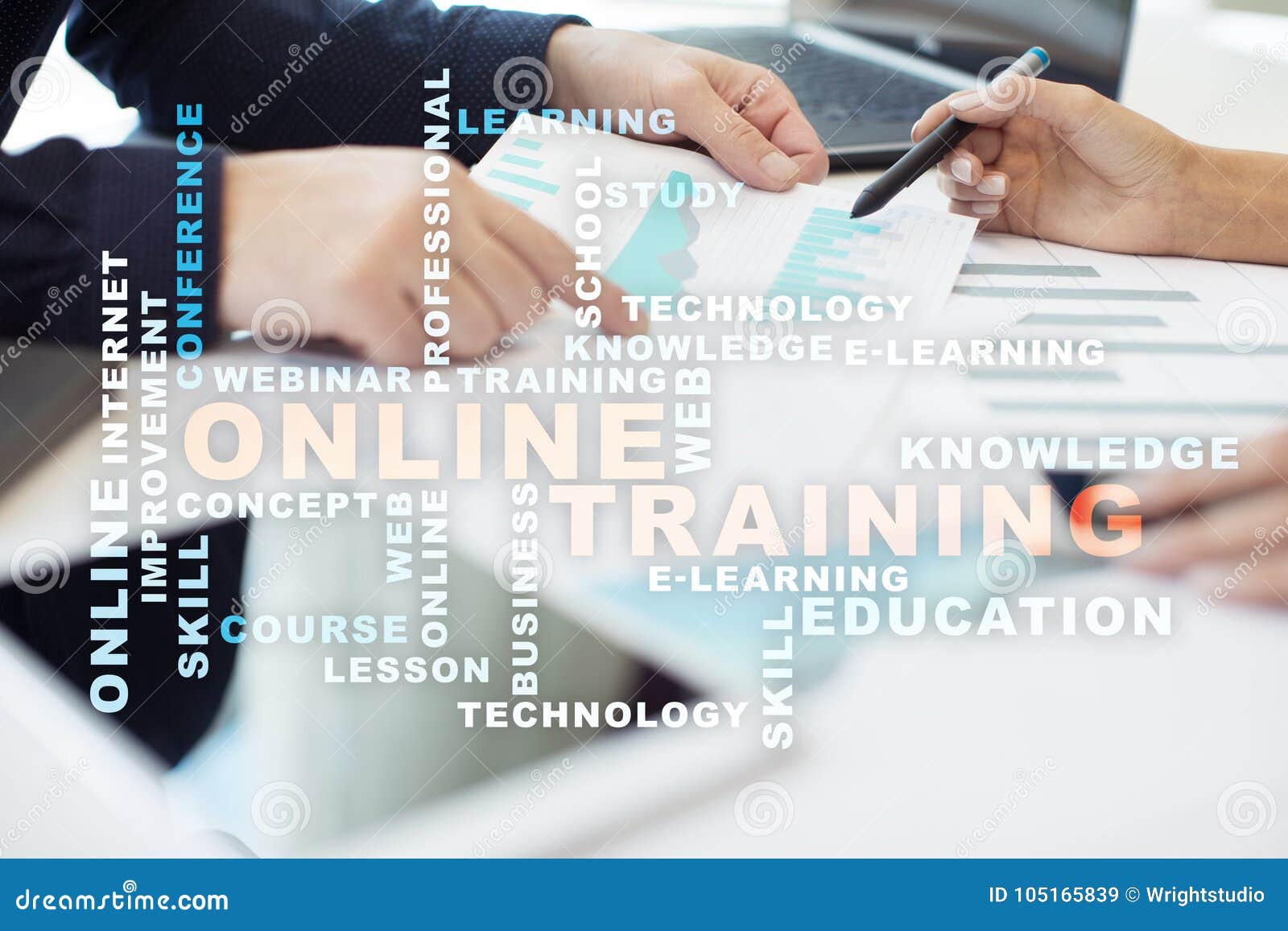 Online Training on the Virtual Screen. Education Concept Stock Image ...