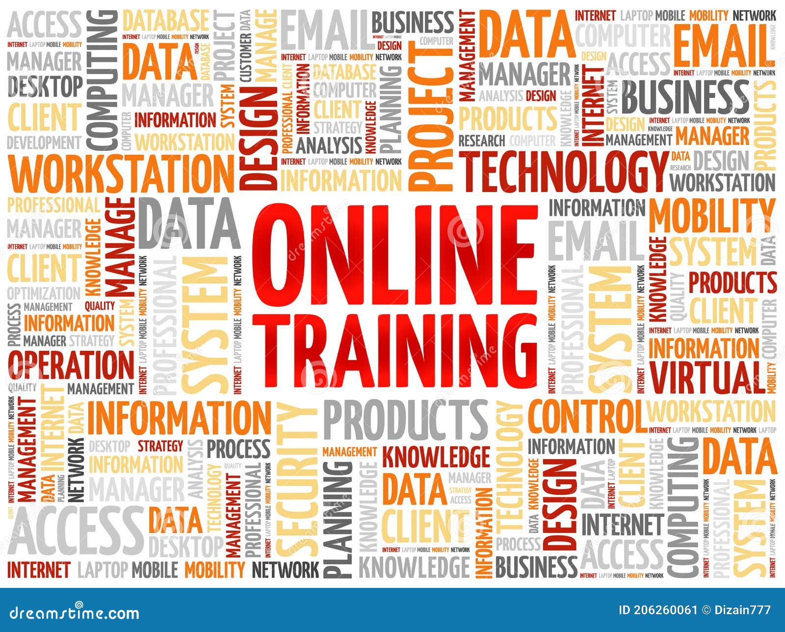 Online training word cloud stock illustration. Illustration of ...