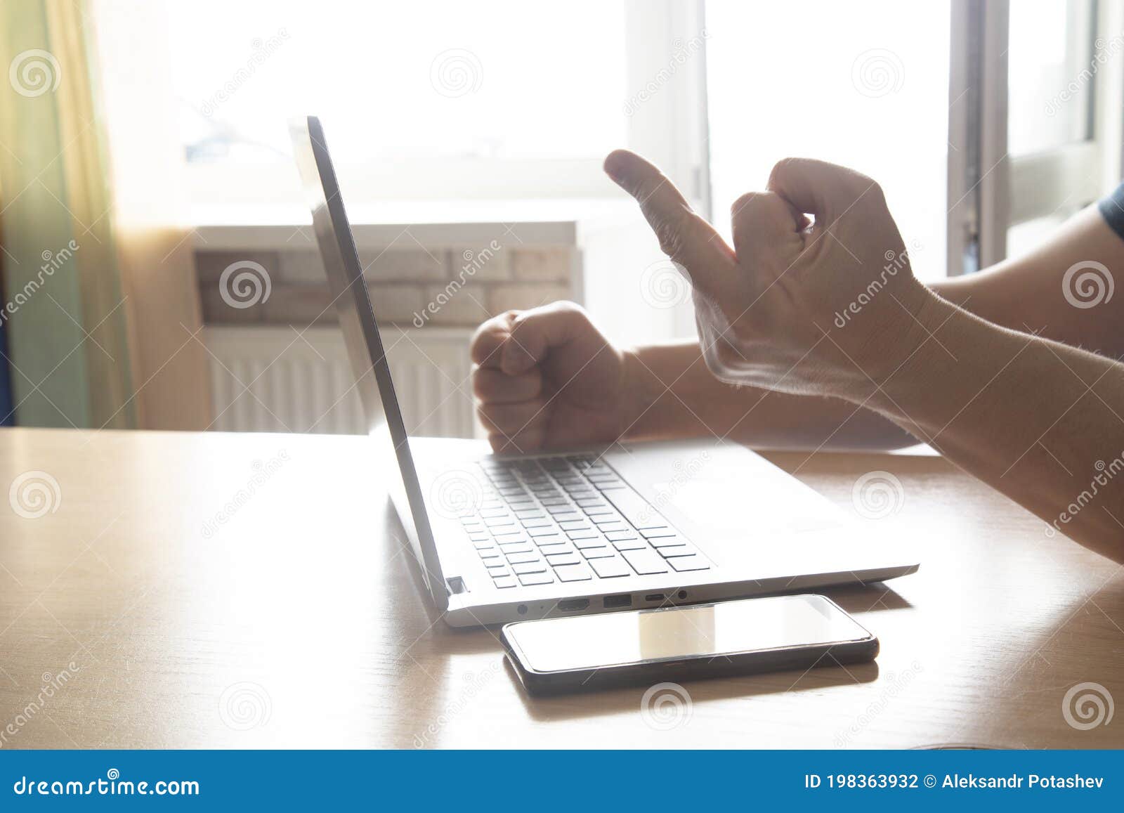 Online Training. Work on a Computer Over the Internet Stock Photo ...