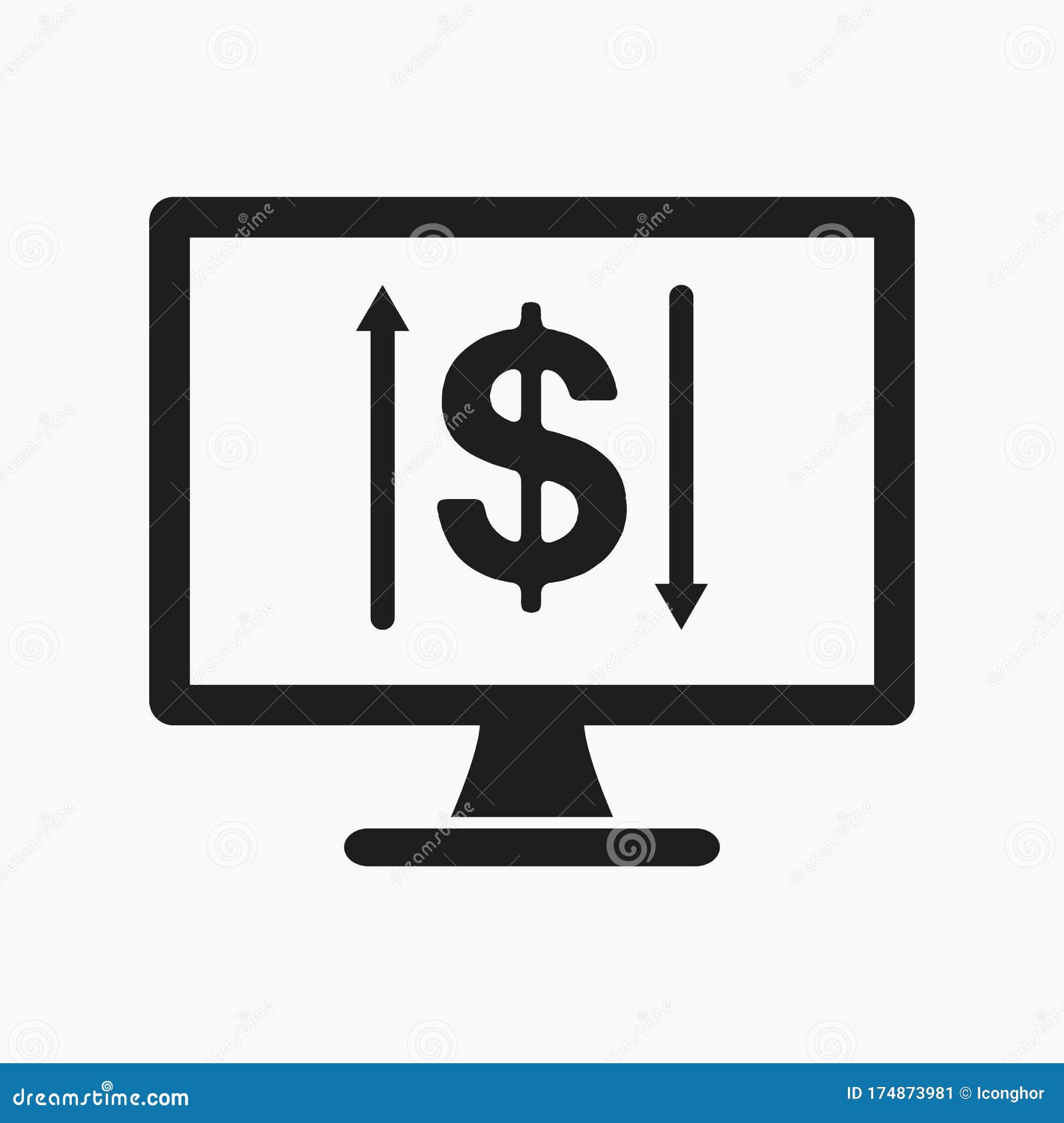 Online transaction icon. stock vector. Illustration of computer - 174873981