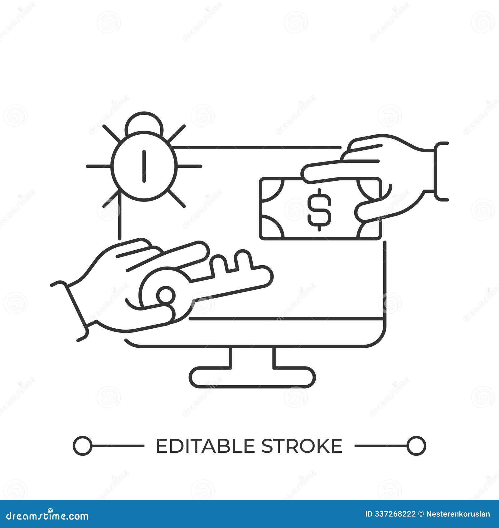Online Transaction Vulnerability Linear Icon Stock Illustration ...