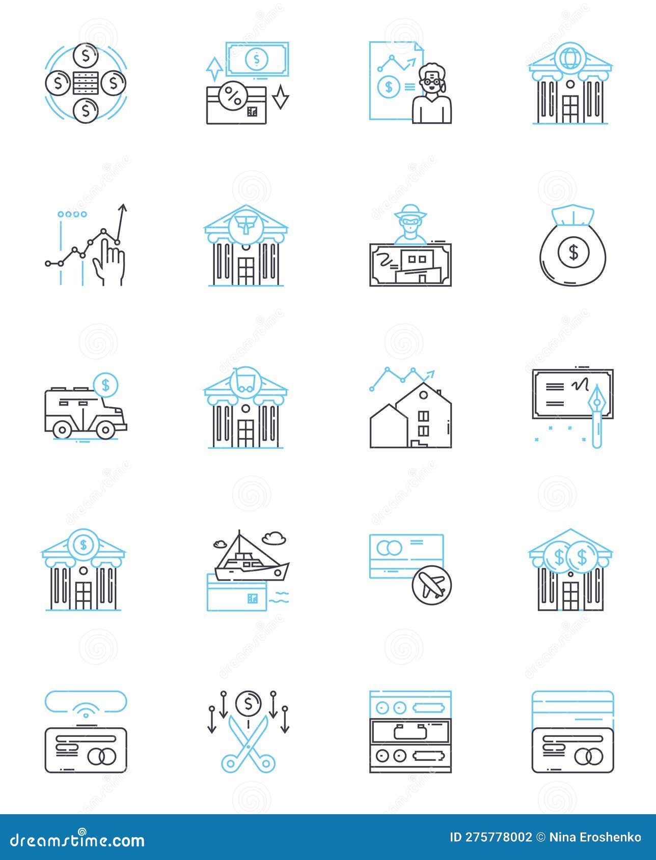 Online Transfer Linear Icons Set. Digital, Instantaneous, Secure, Fast ...