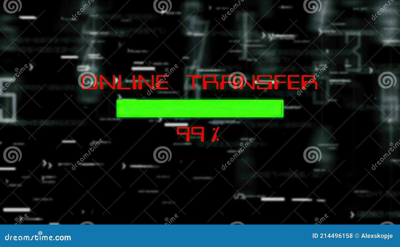 Online Transfer Progress Bar on Digital Background Stock Illustration ...