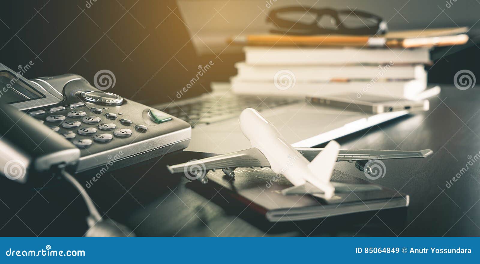 Online Travel Agency Service Office Table Stock Image - Image of ...