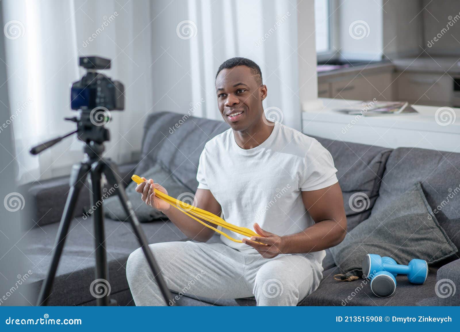 African American Young Man Having an Online Tutorial Stock Photo ...