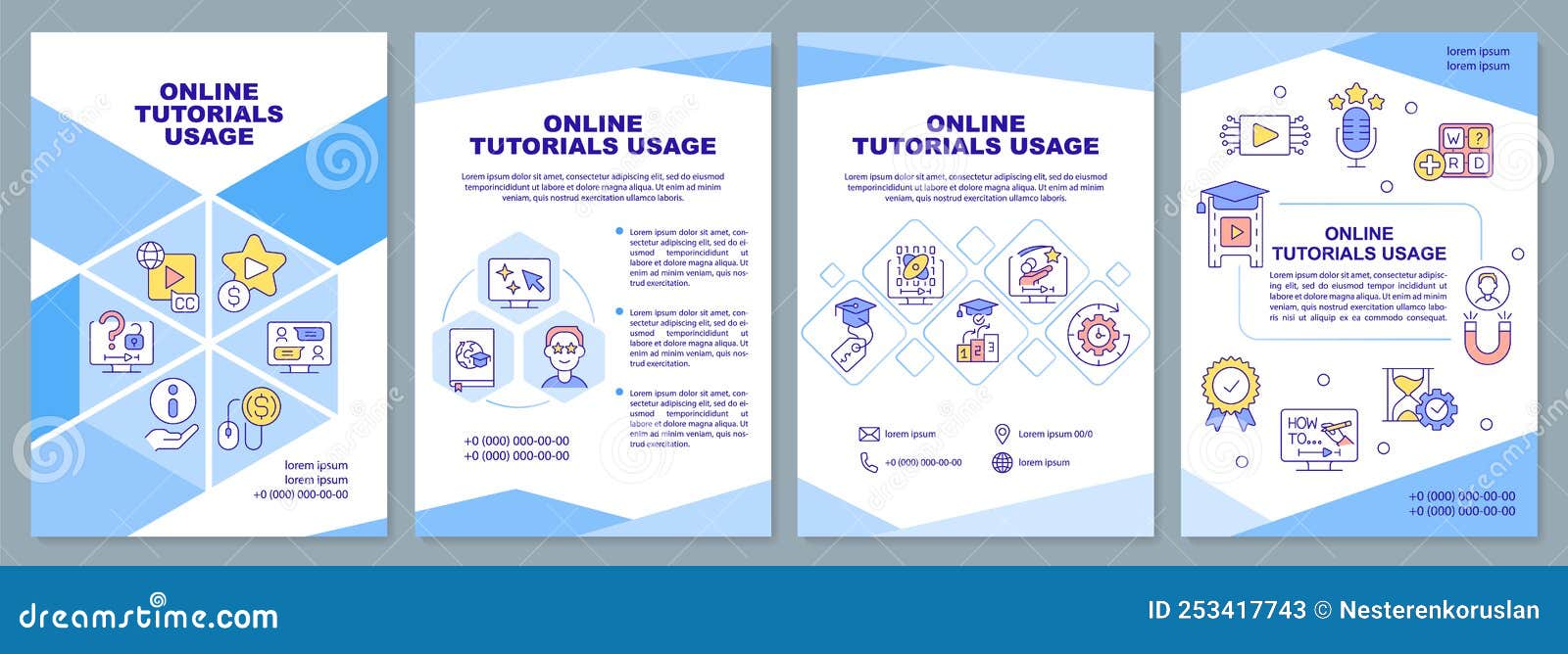 Online Tutorials Usage Brochure Template Stock Vector - Illustration of ...