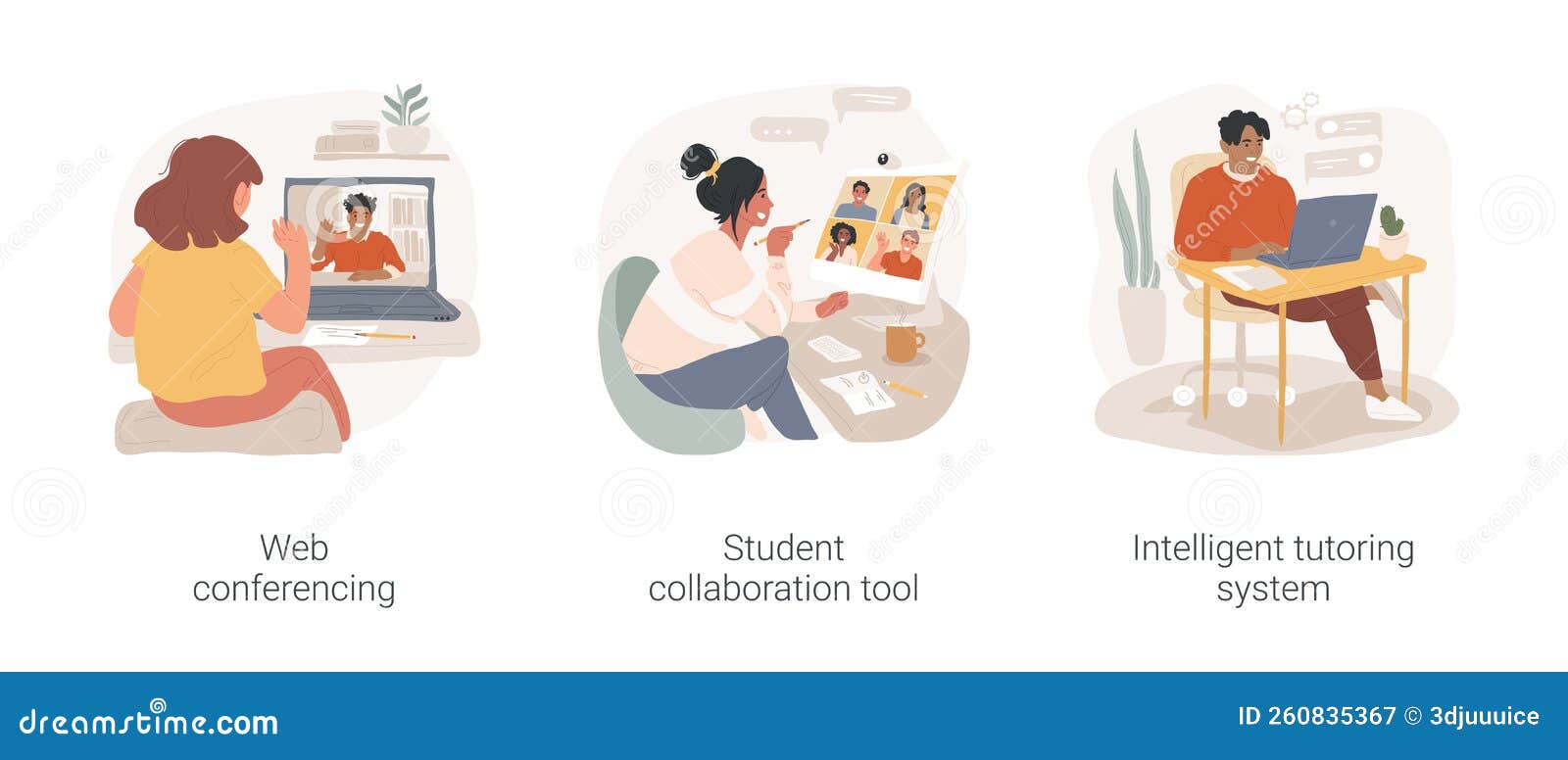 Online Tutoring Isolated Cartoon Vector Illustration Set ...