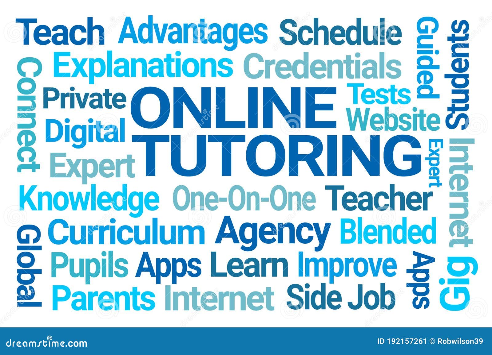 Online Tutoring Word Cloud stock illustration. Illustration of blended ...