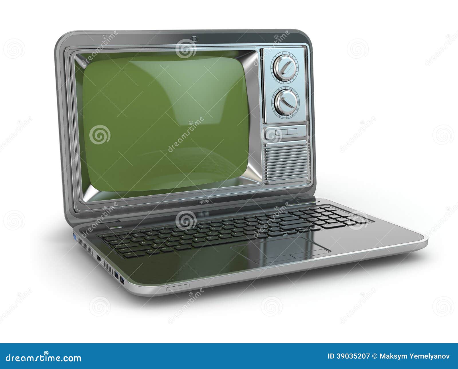 Online Tv. Laptop with Old-fashioned Tv Screen Stock Illustration ...