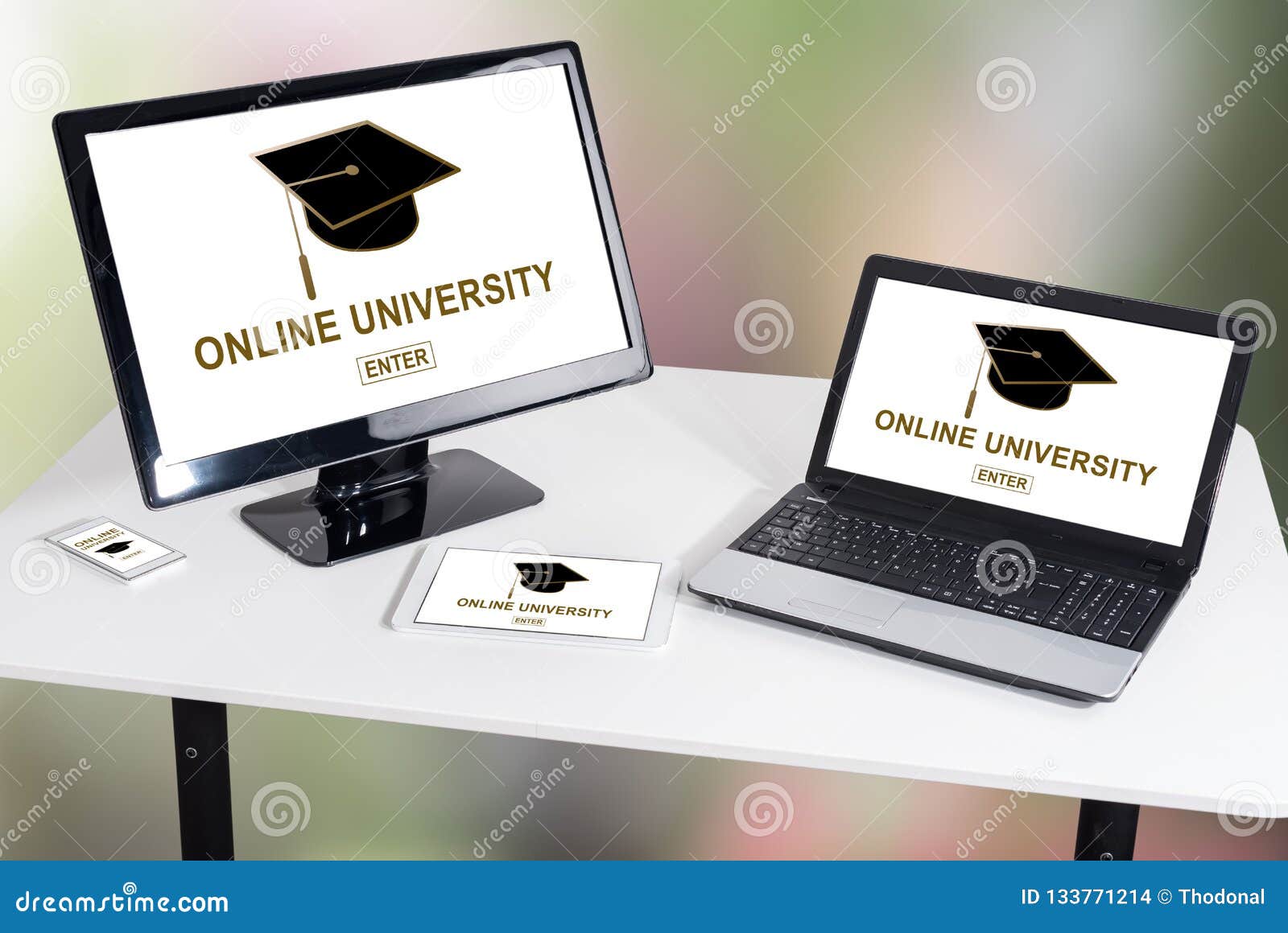 Online University Concept on Different Devices Stock Photo - Image of ...