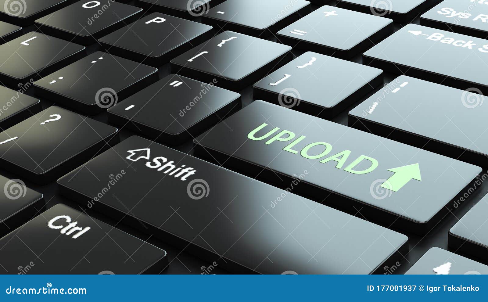 Online Upload Concept Green Inscription Load on the Keyboard Key 3d ...
