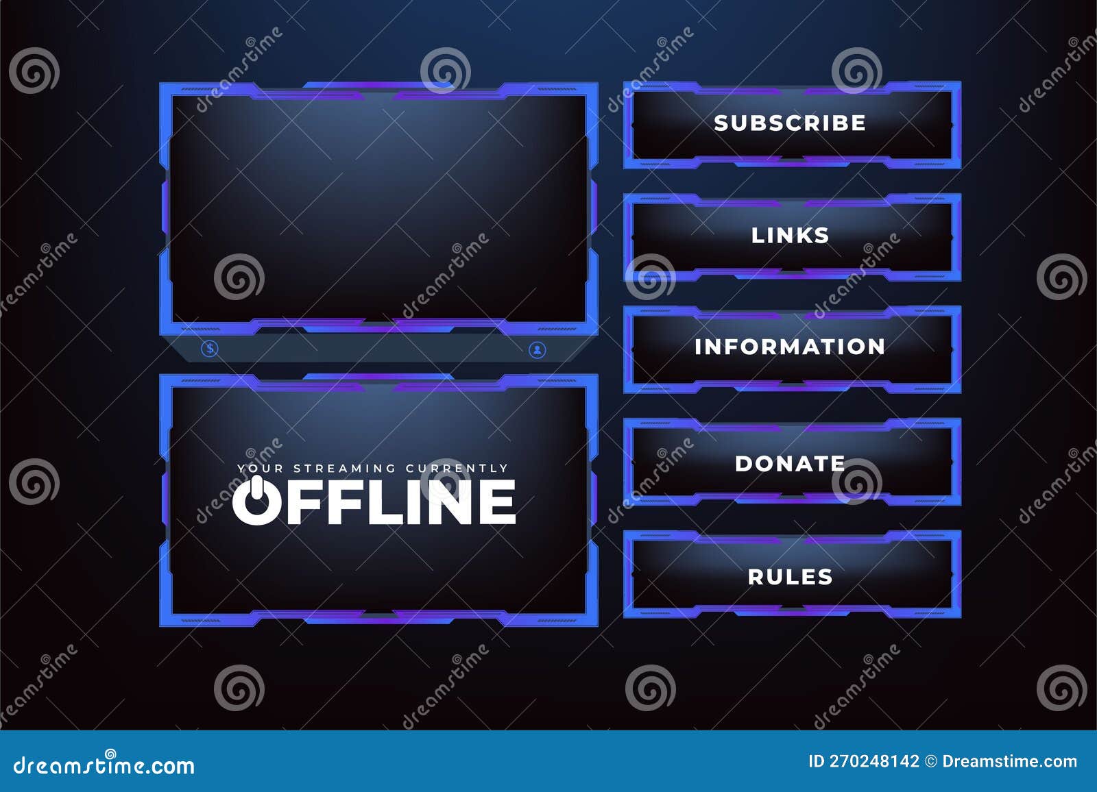 Online User Interface Design with Dark Blue Color. Simple Gaming Screen ...