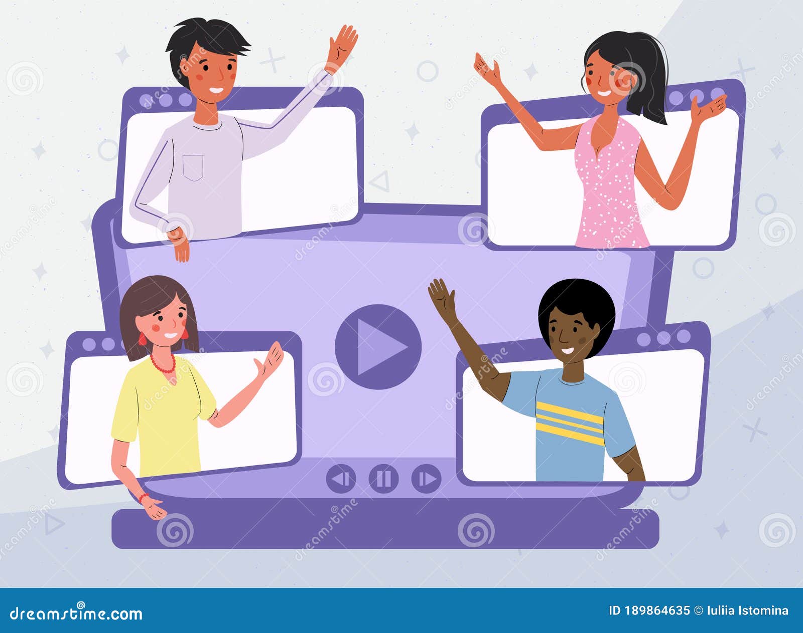 Online Video Call Communication Stock Illustration - Illustration of ...