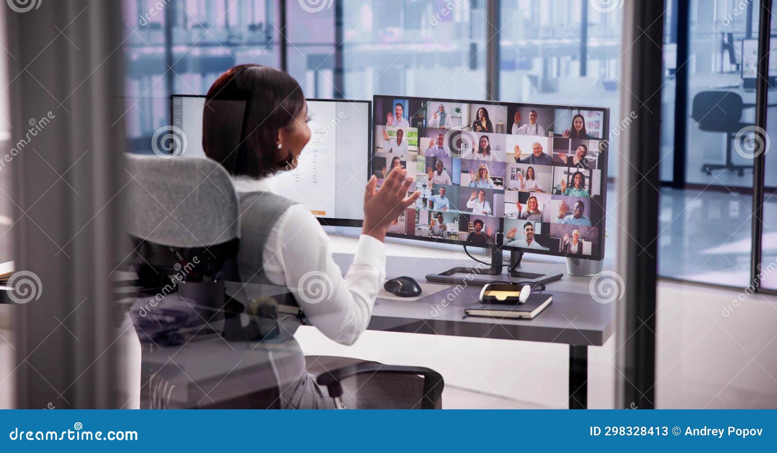 Online Video Call Meeting in Office Stock Image - Image of goodbye ...