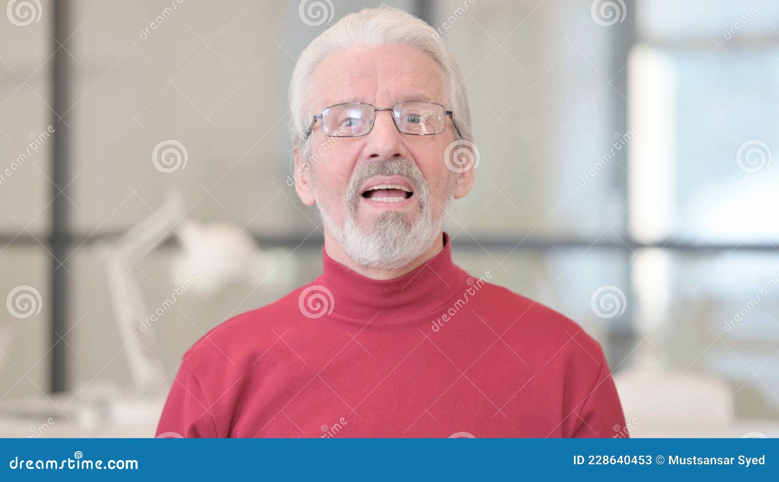 Online Video Call by Old Man Stock Image - Image of video, answering ...