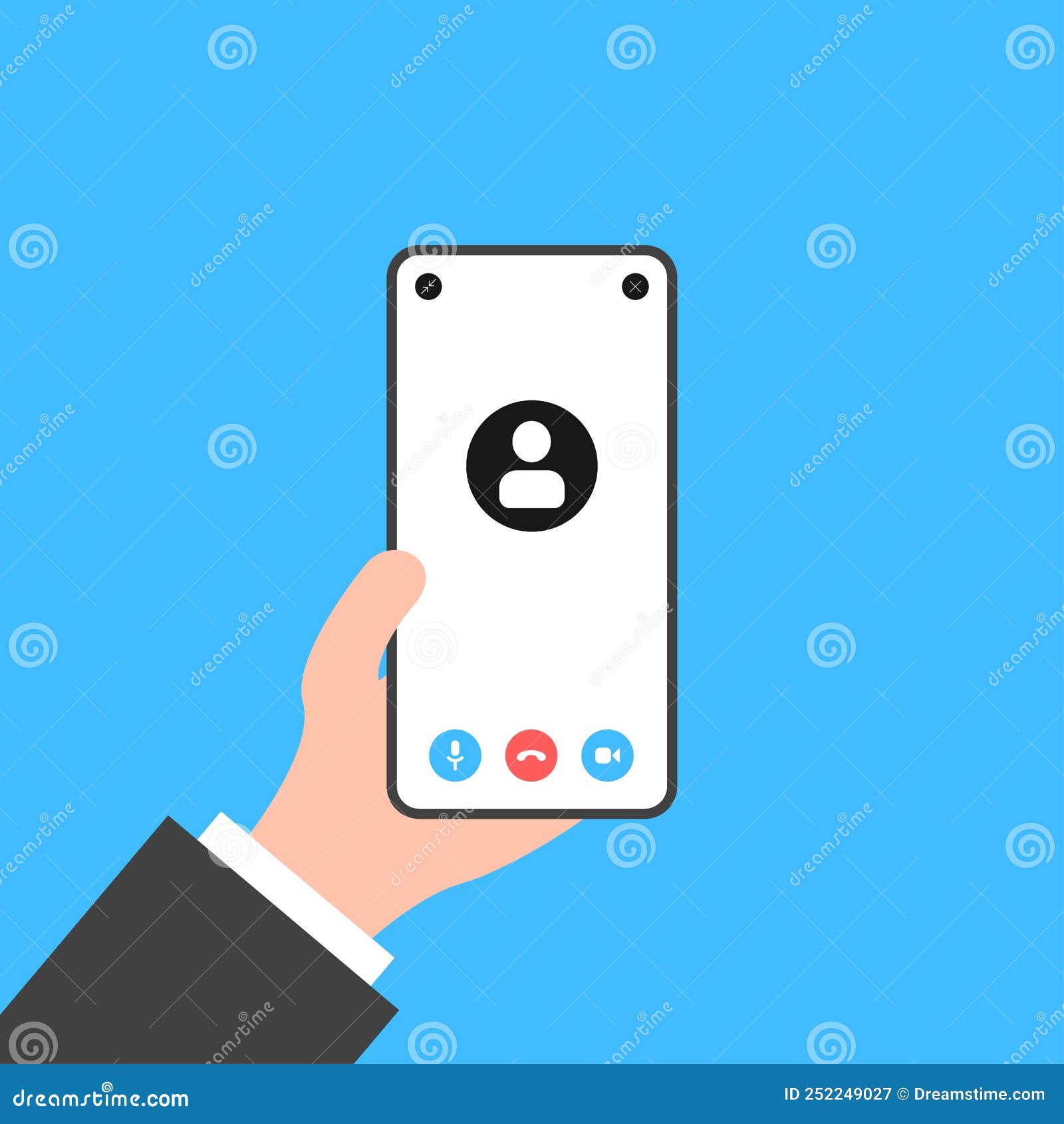 Online Video Call on Phone Screen. Phone in Hand Stock Vector ...