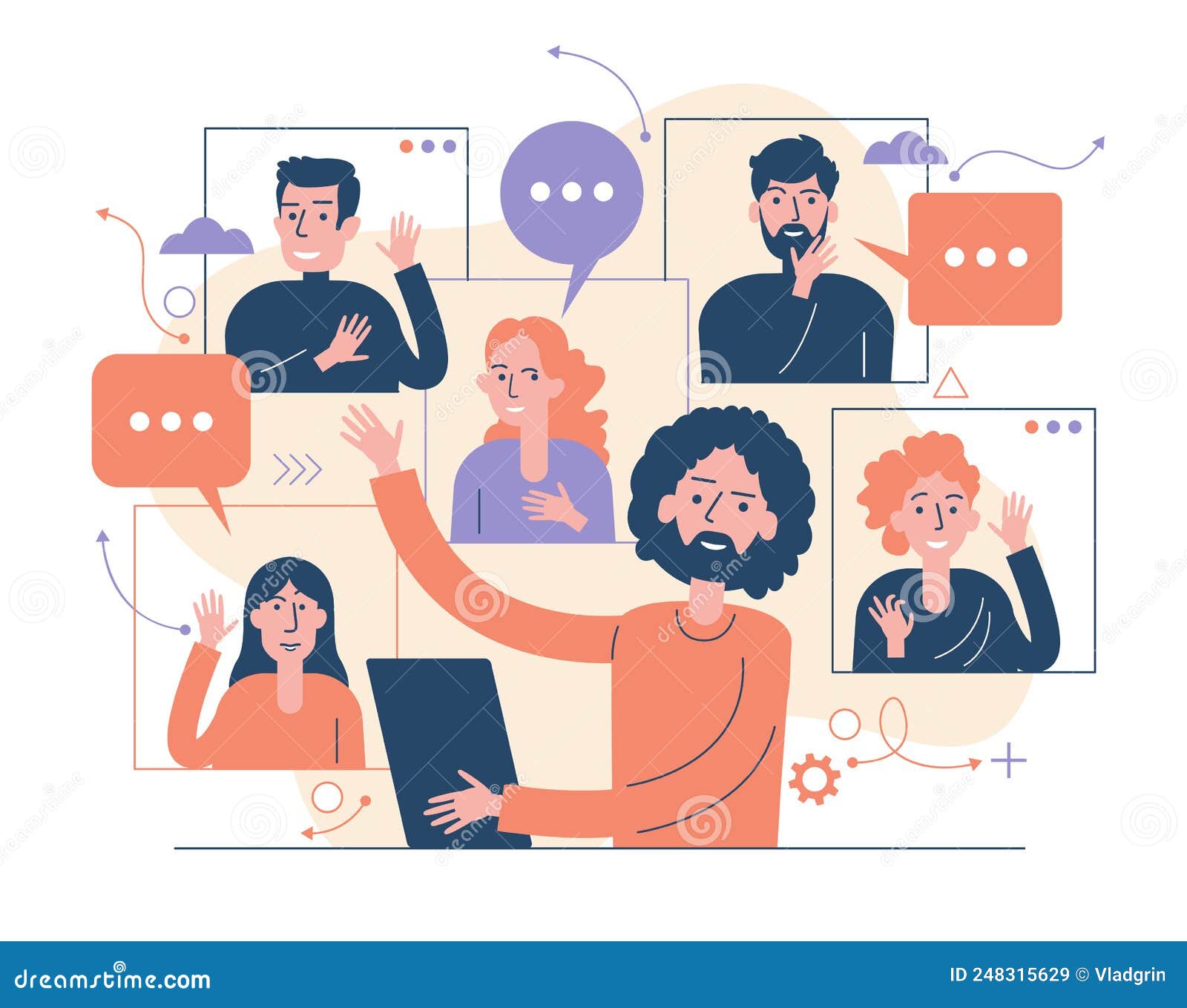 Online Video Call. Remote Communication. Online Education. Web Seminar ...