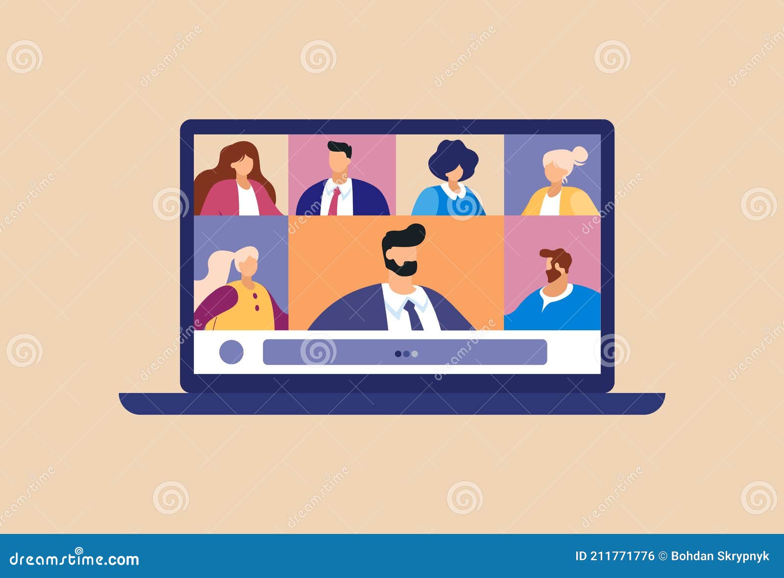 Online Video Conference. Business Team Webinar on Laptop with Virtual ...