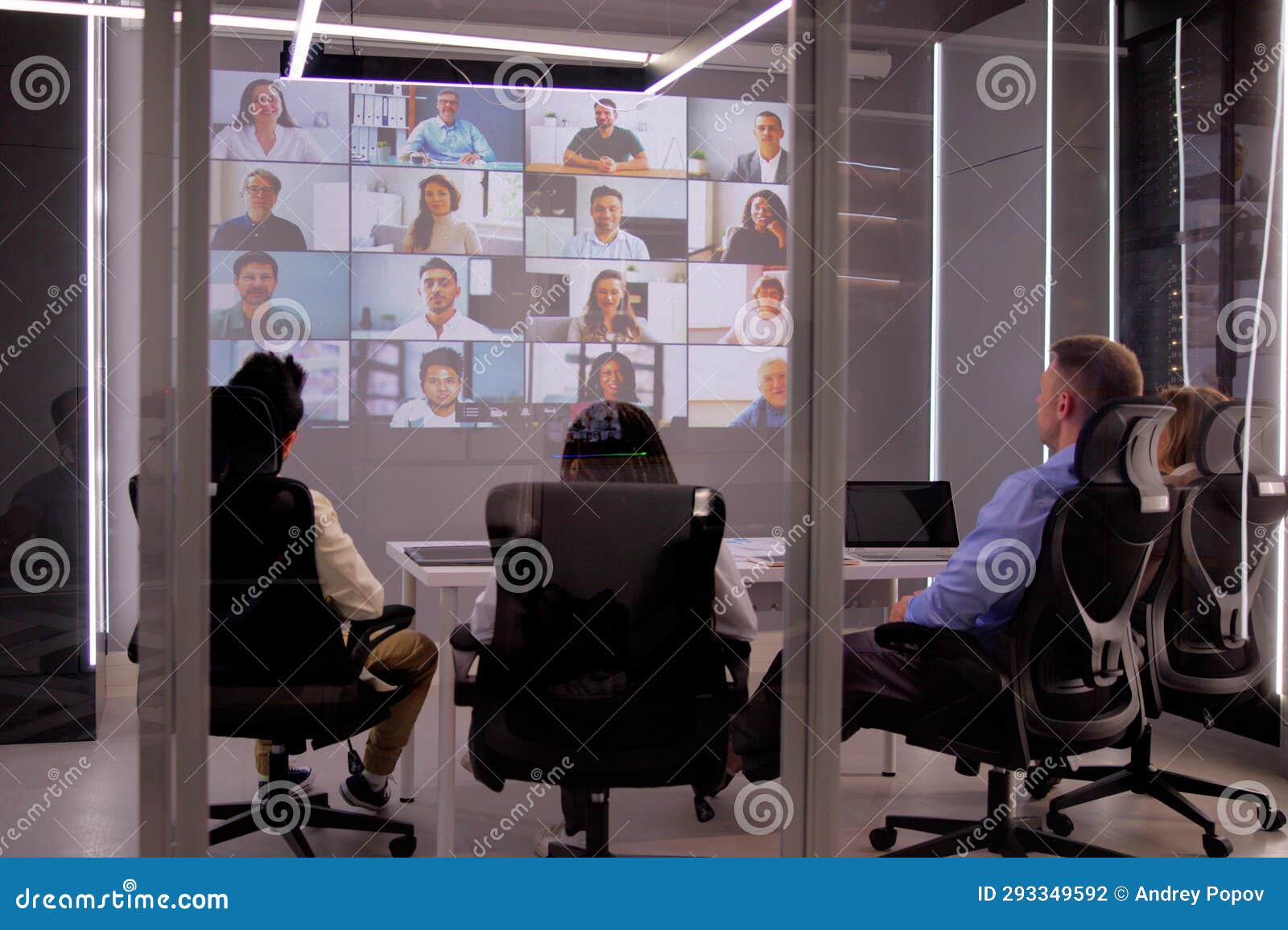 Online Video Conference Call Stock Photo - Image of screen, room: 293349592