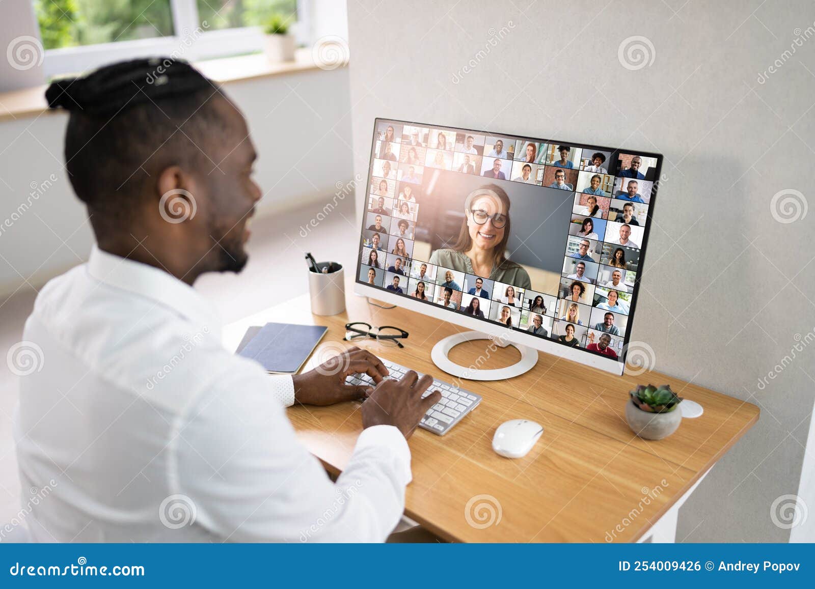 Online Video Conference Call Stock Photo - Image of working, male ...