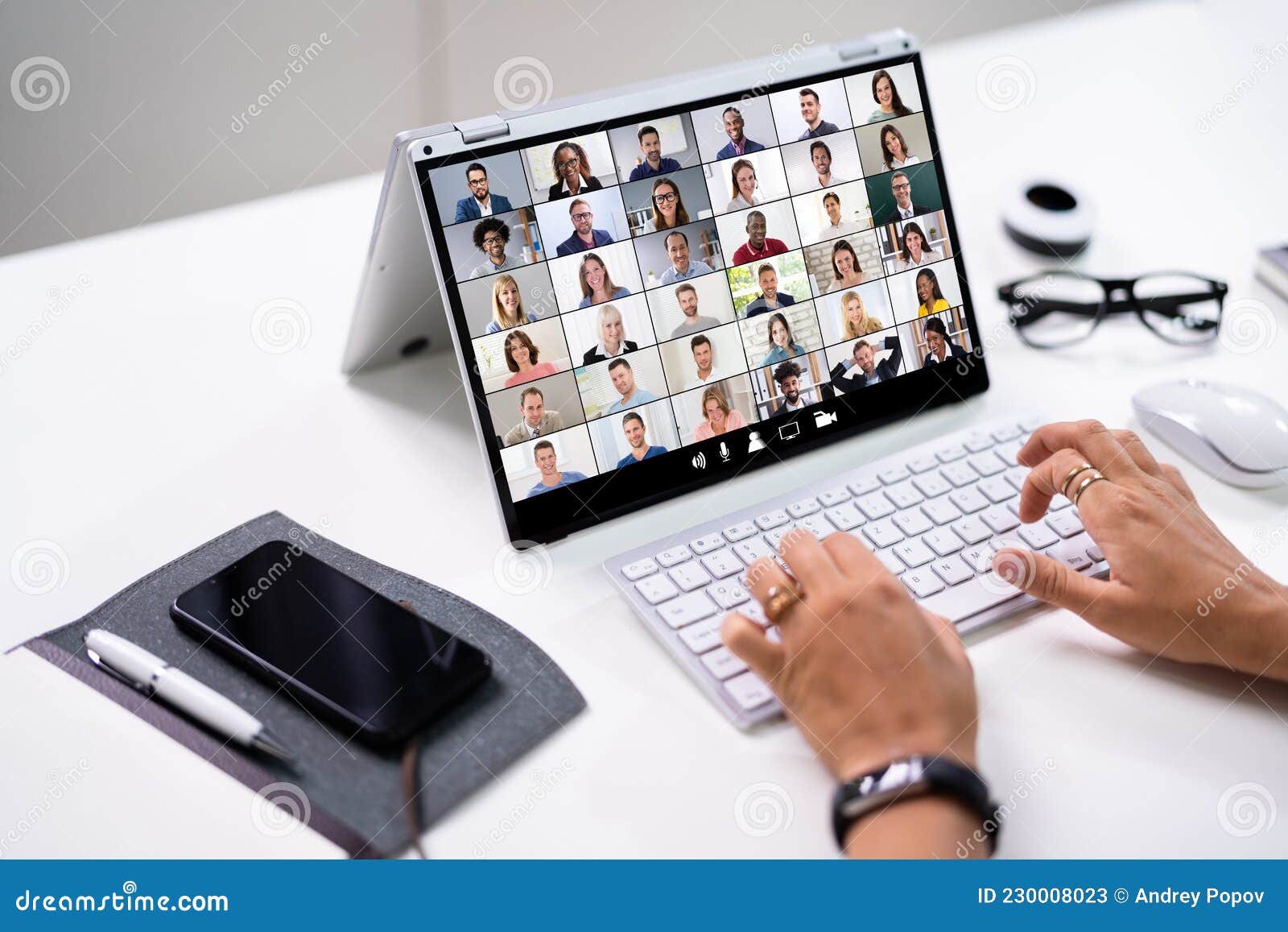 Online Video Conference Interview Call Stock Image - Image of ...