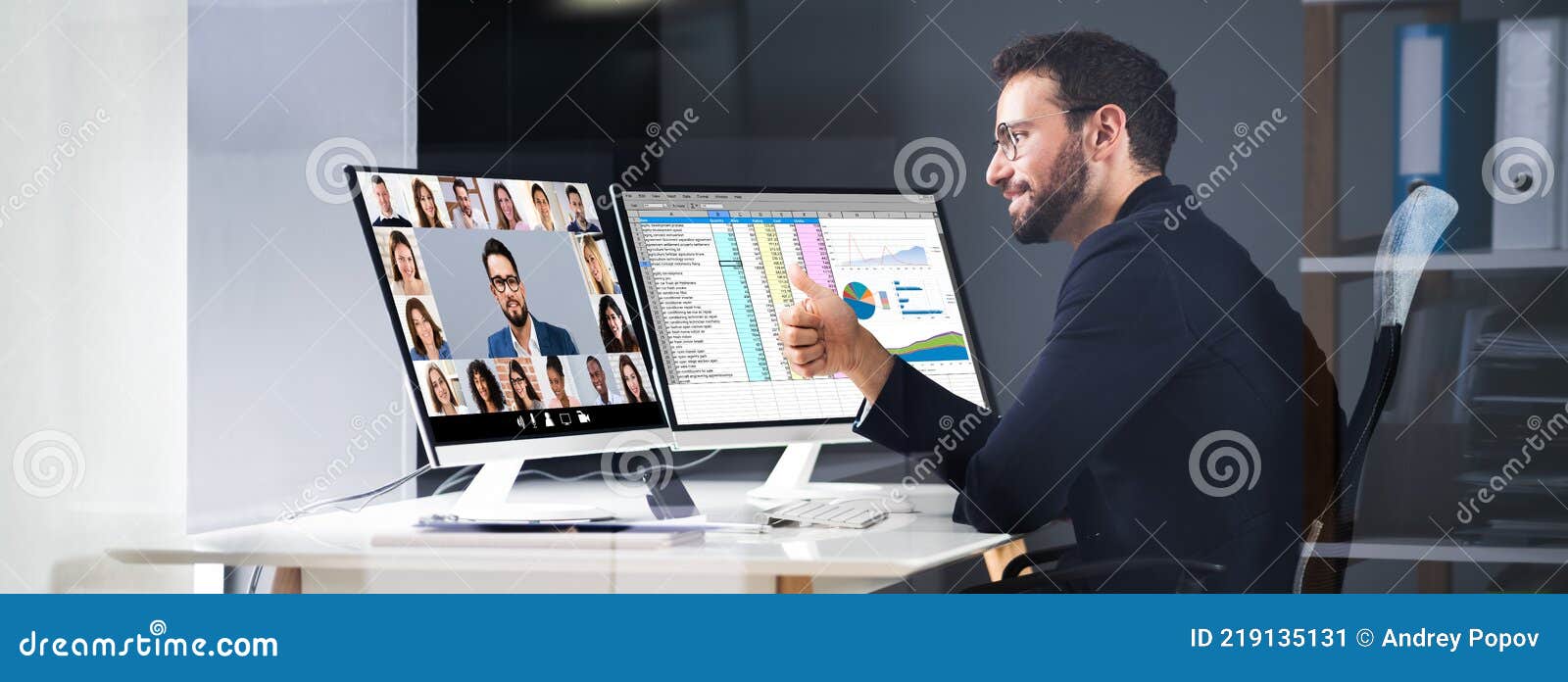Online Video Conference Interview Meeting Stock Image - Image of screen ...