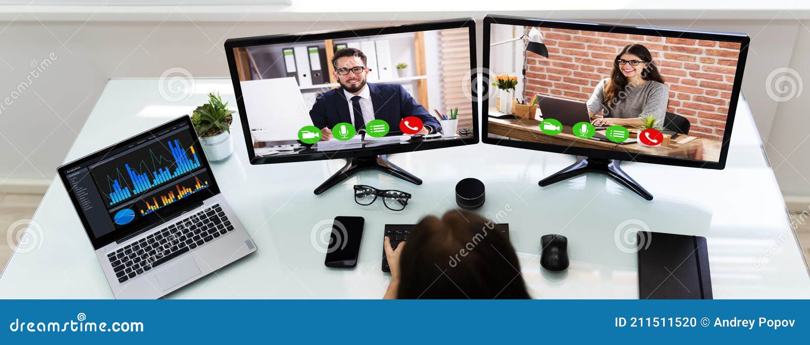 Online Video Conference Learning Call Stock Photo - Image of banner ...