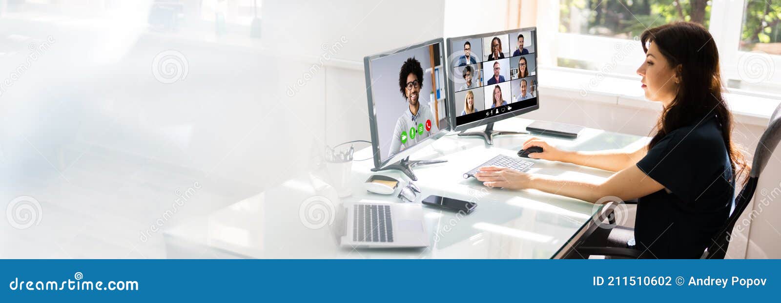 Online Video Conference Learning Call Stock Photo - Image of elearning ...