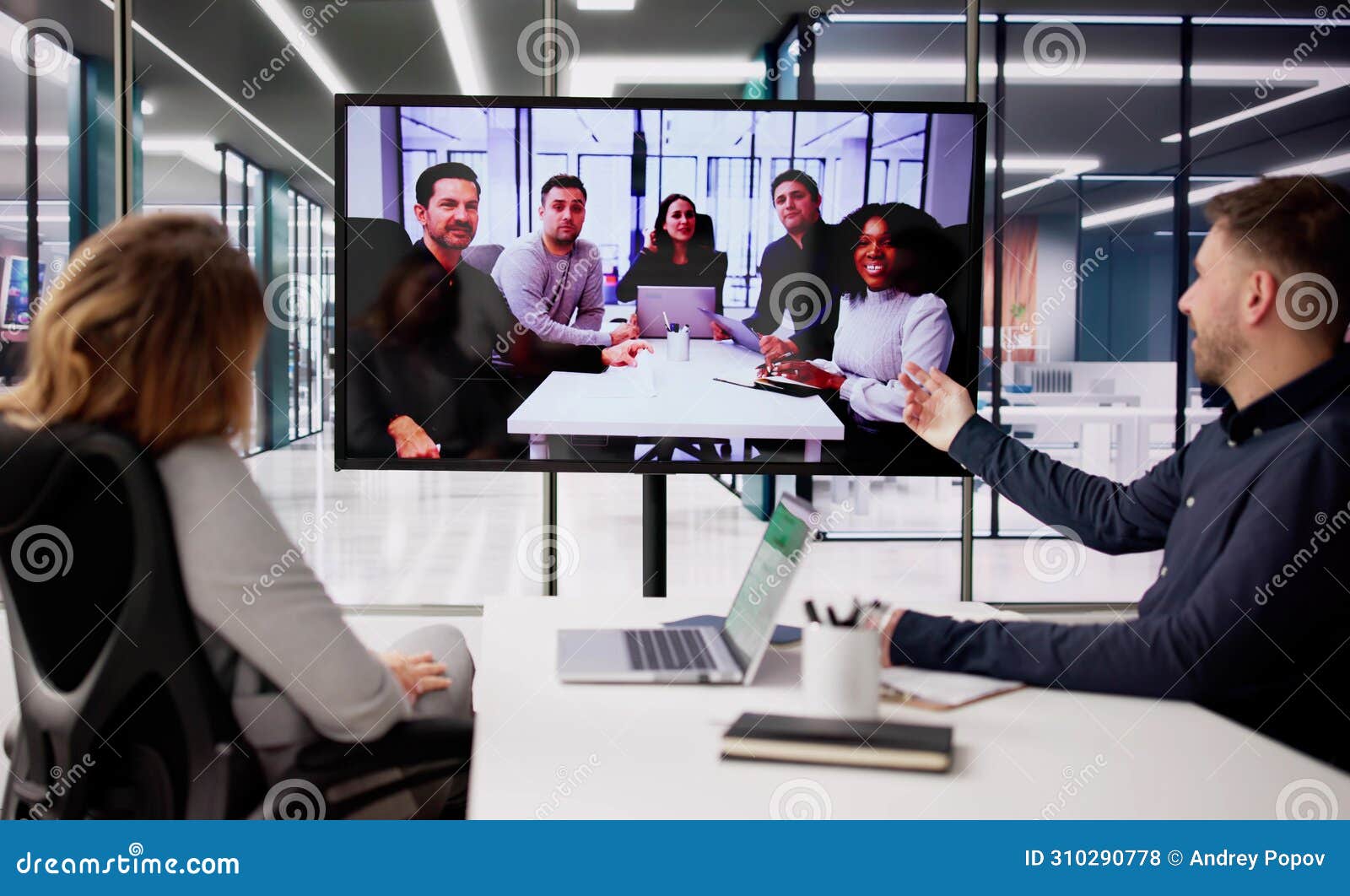 Online Video Conference Meeting on Computer Stock Photo - Image of ...