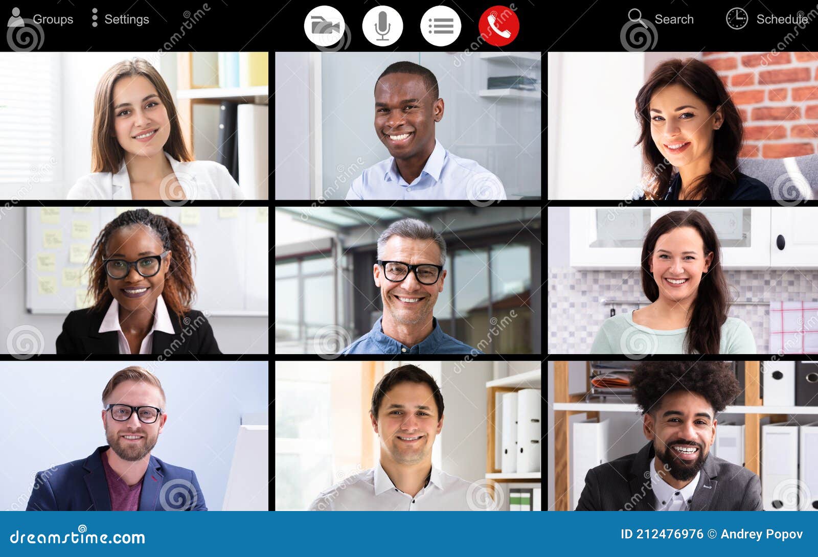 Online Video Conference Meeting Group Call Stock Photo - Image of video ...