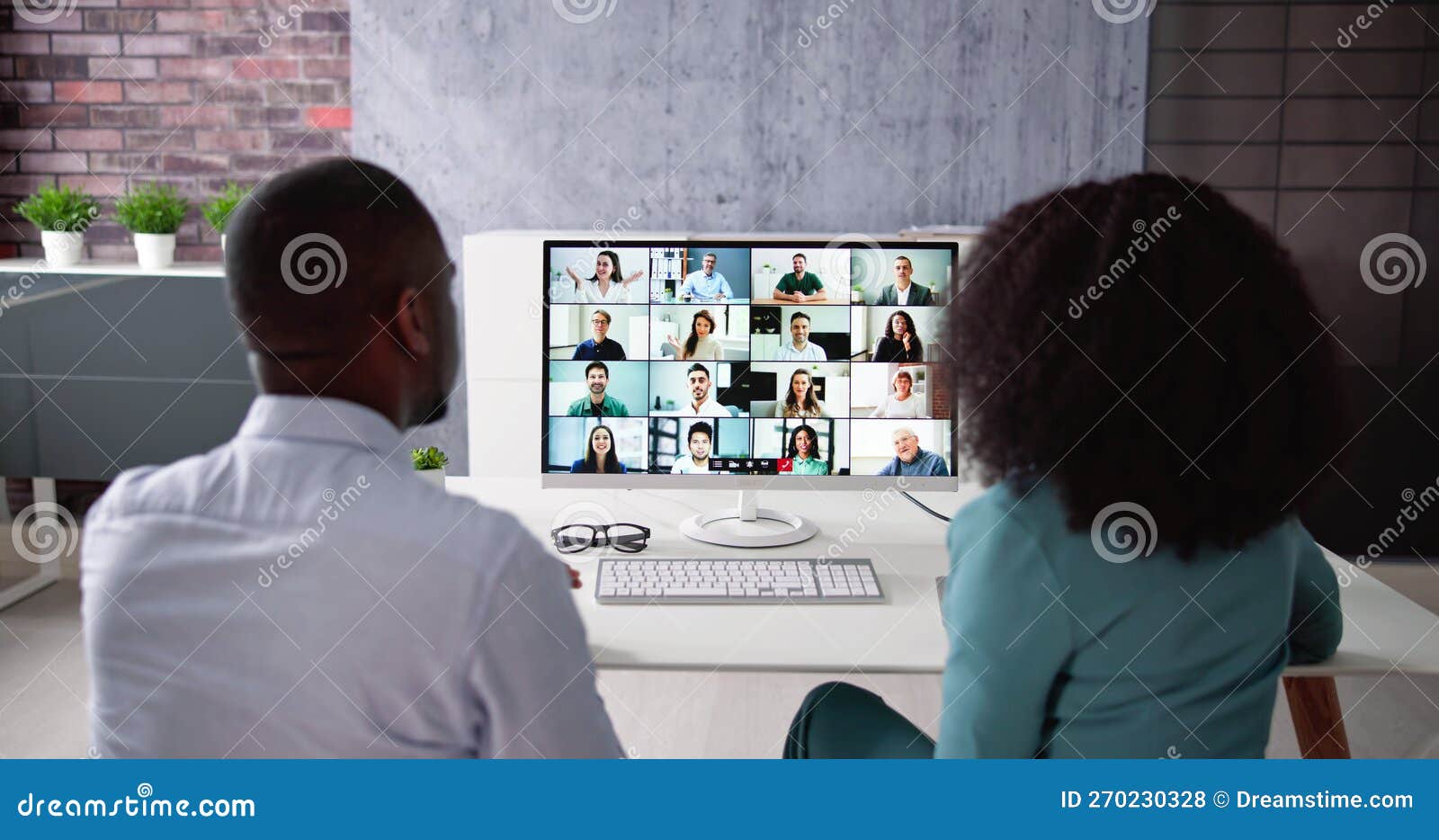 Online Video Conference Meeting on Tablet Stock Photo - Image of online ...