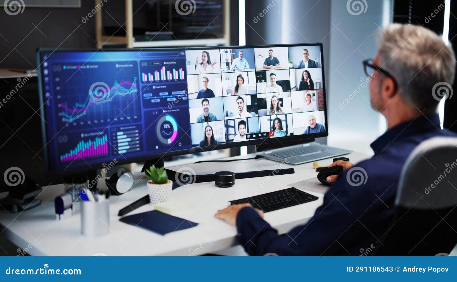 Online Video Conference Virtual Meeting Stock Image - Image of online ...