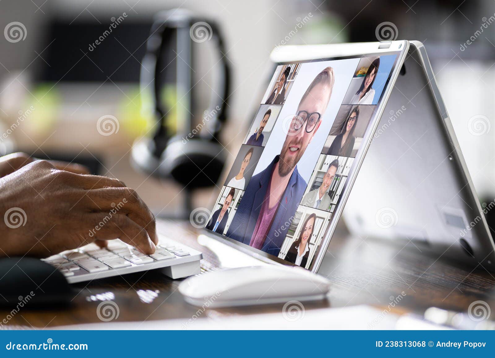 Online Video Conference Work Call Stock Photo - Image of screen ...