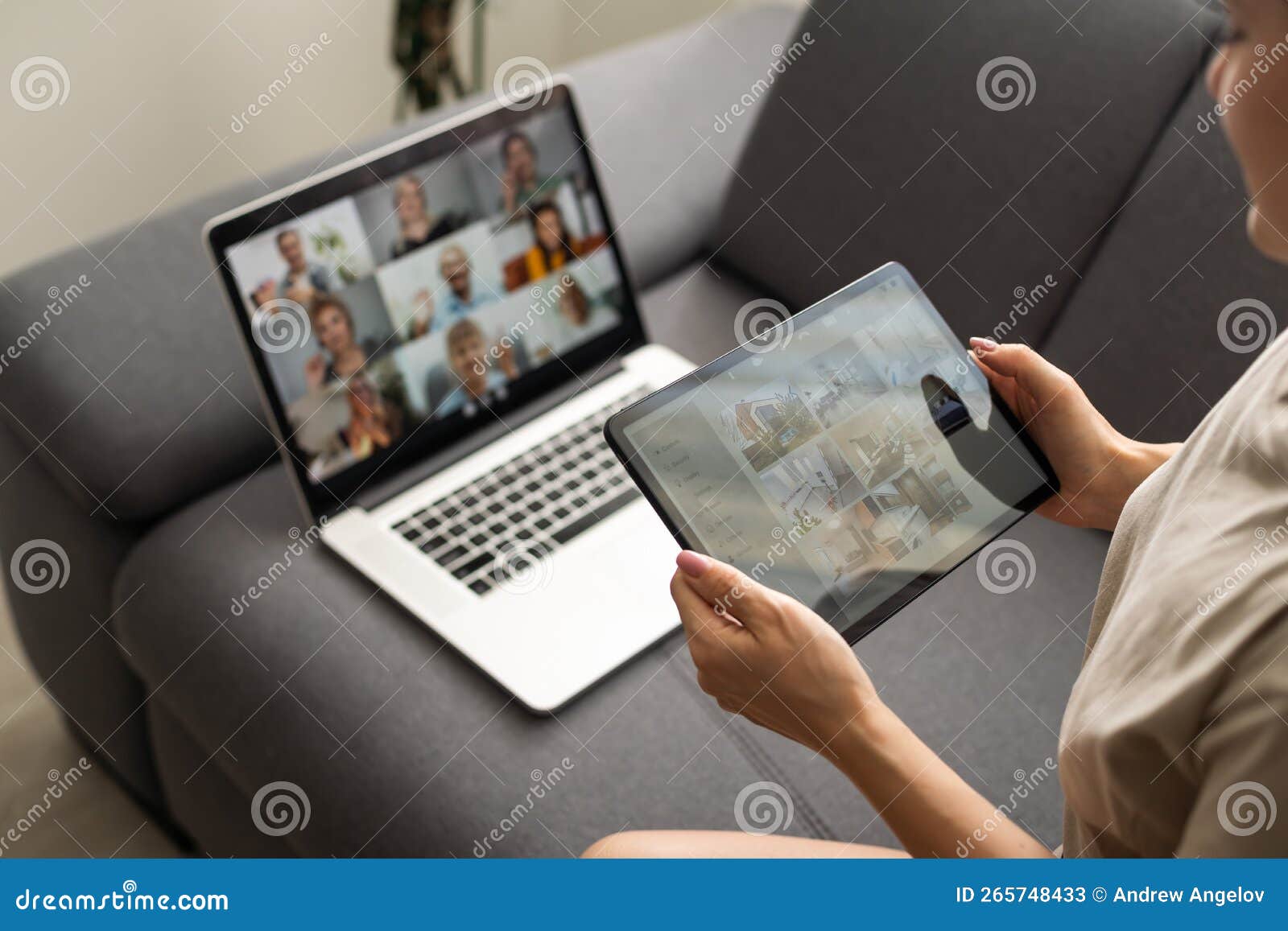 Online Video Conference Work Call or Webinar Stock Image - Image of ...