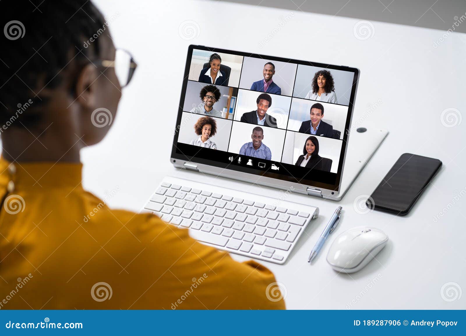 Online Video Conference Work Call Stock Photo - Image of chat ...