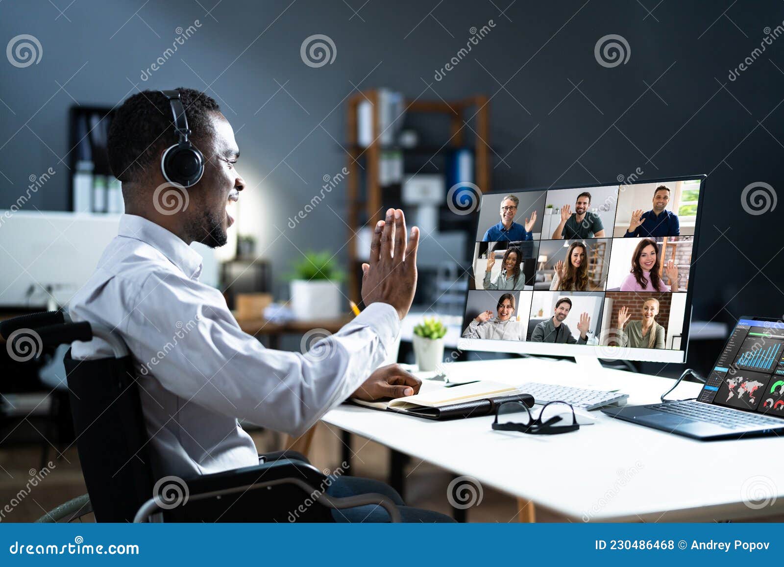 Online Video Conference Work Webinar Stock Photo - Image of remote ...