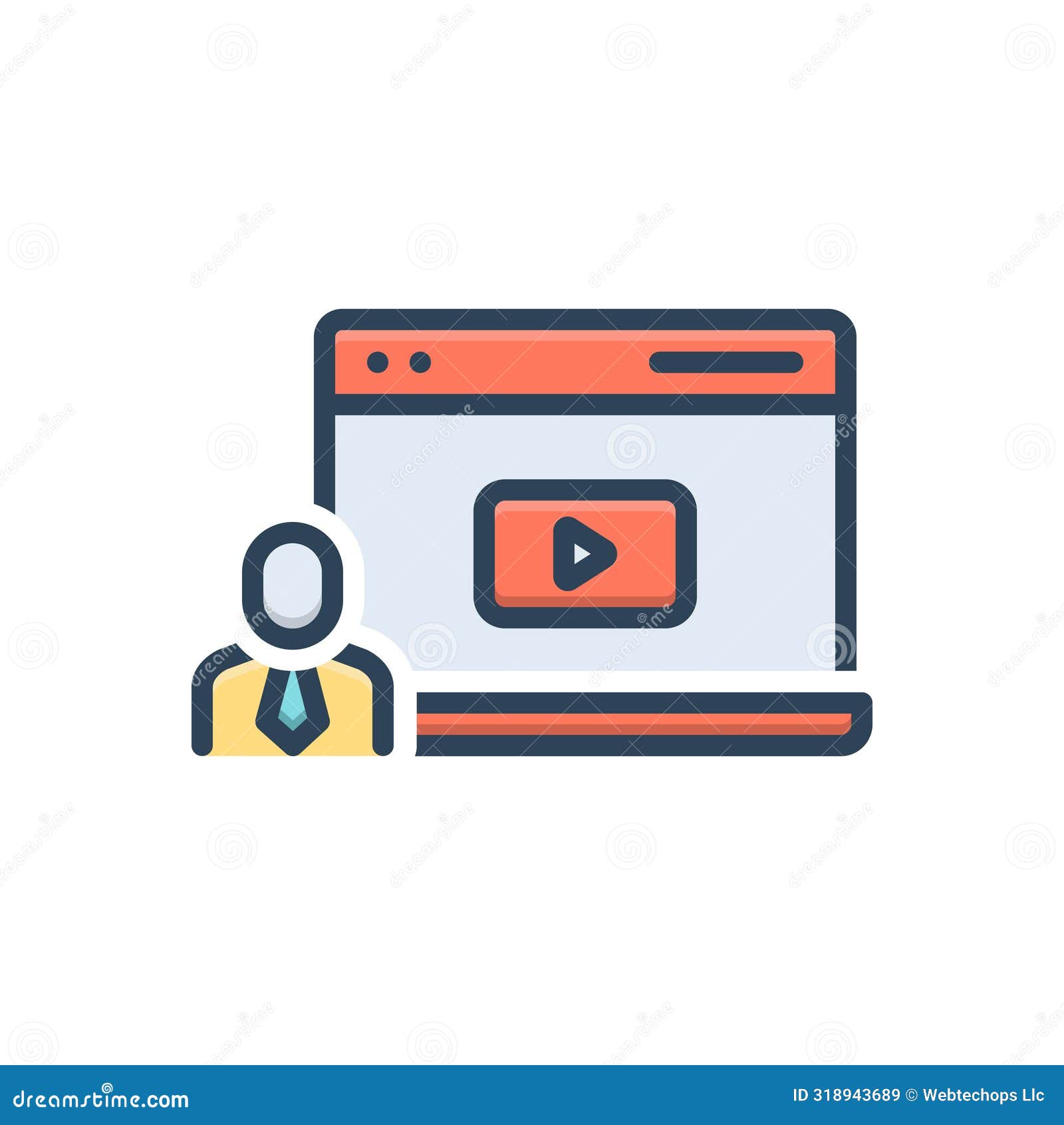 Color Illustration Icon for Online Video, Online and Webpage Stock ...