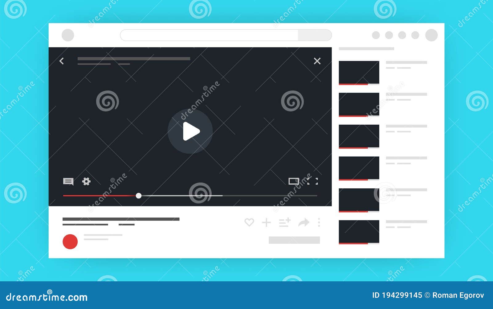 Online Video Player. Social Media Content Mockup, Video Channel UI ...