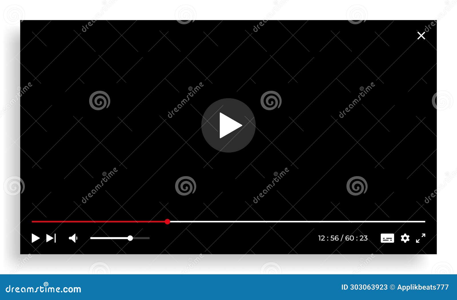 Online Video Player. Streaming Screen Template with Interface Buttons ...