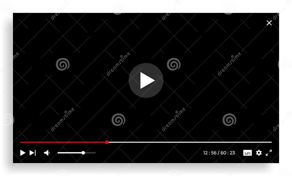 Online Video Player. Streaming Screen Template with Interface Buttons ...