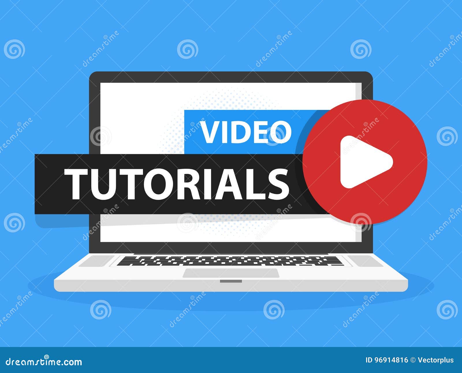 Online Video Tutorials Education Button in Laptop Notebook Computer ...