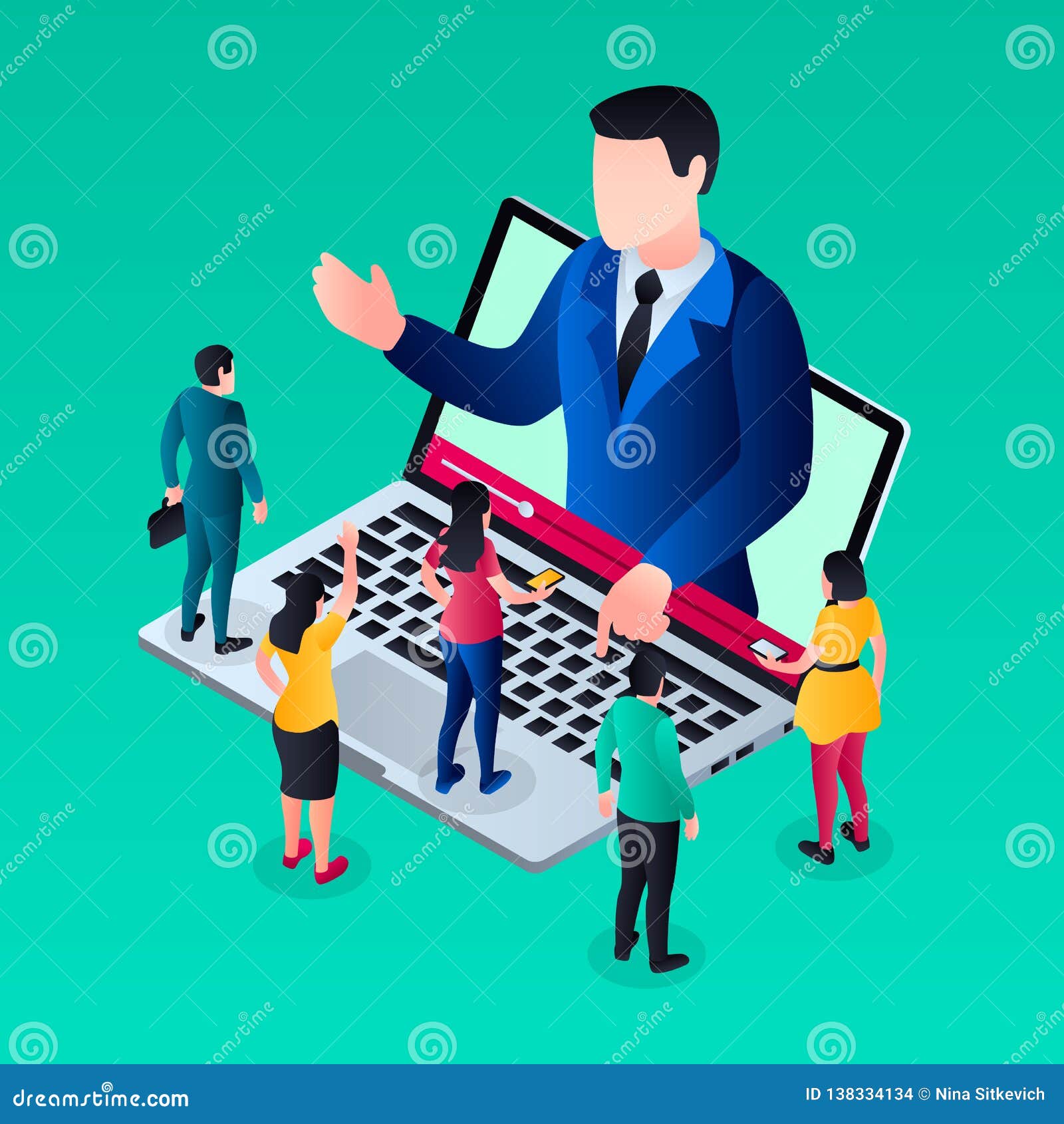 Online Video Webinar Concept Background, Isometric Style Stock Vector ... Online Video Webinar Concept Background, Isometric Style Stock Vector ...