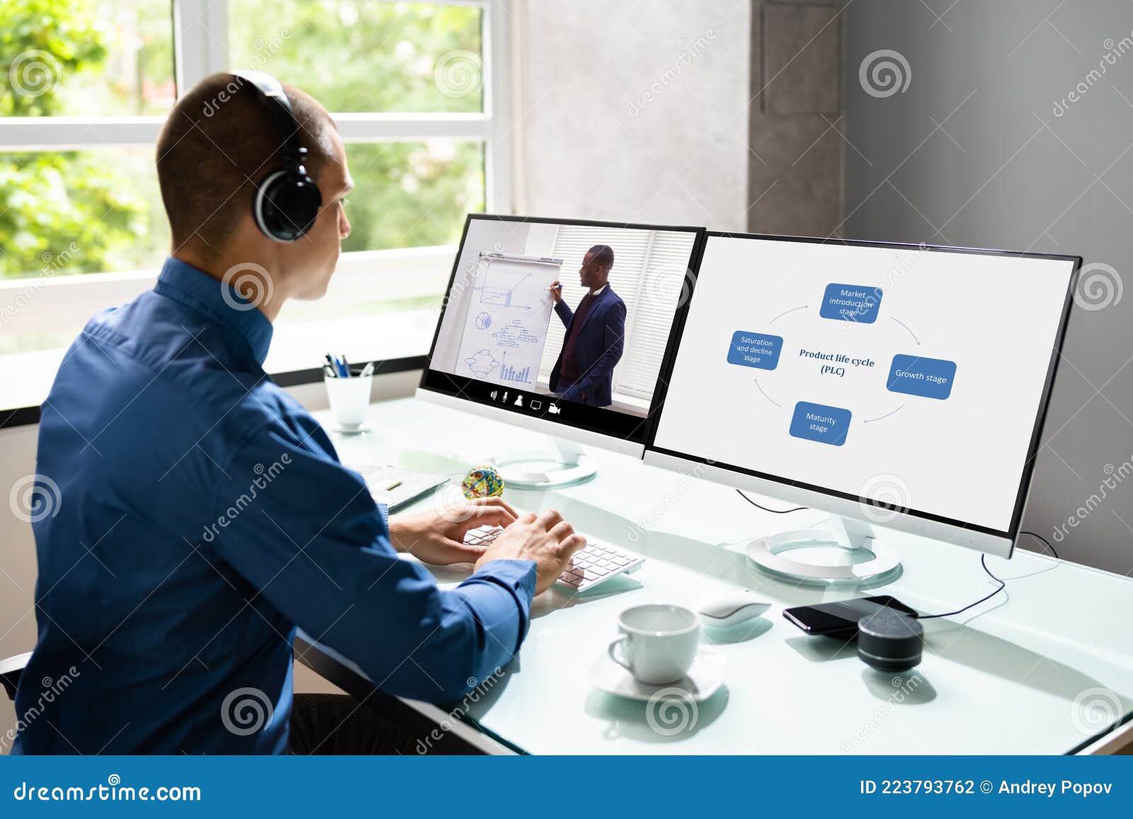 Online Virtual Training Video Conference Meeting Stock Photo - Image of ...